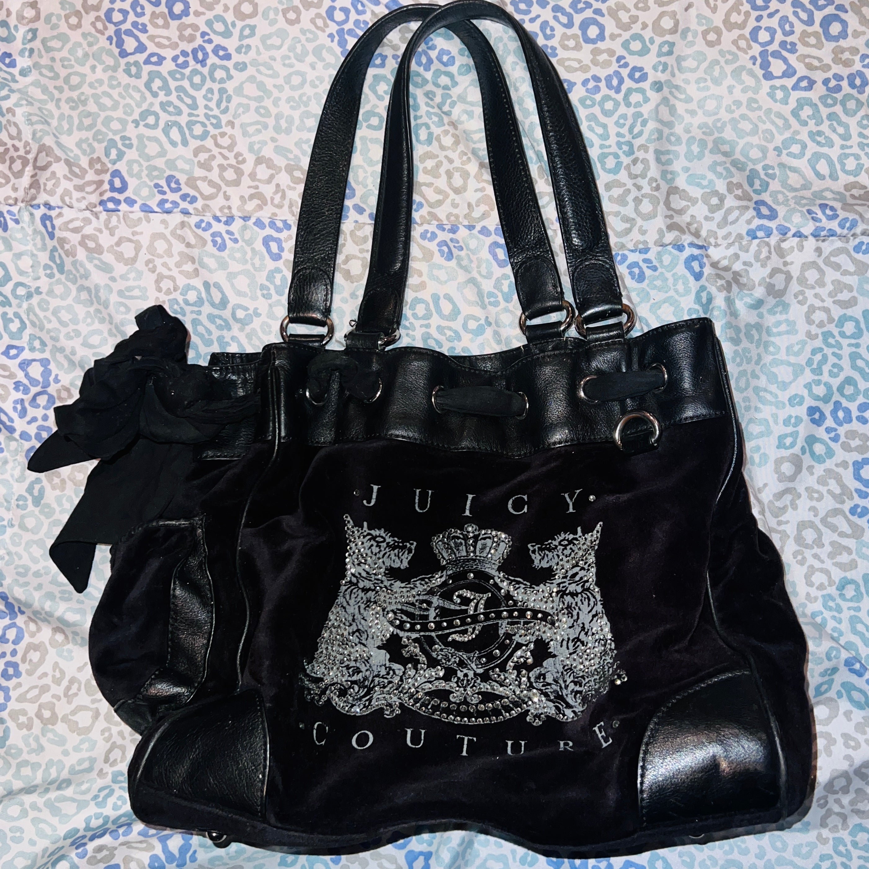 Vintage Black Juicy Couture Purse Tote Bag Handbag Scottie Daydreamer ...